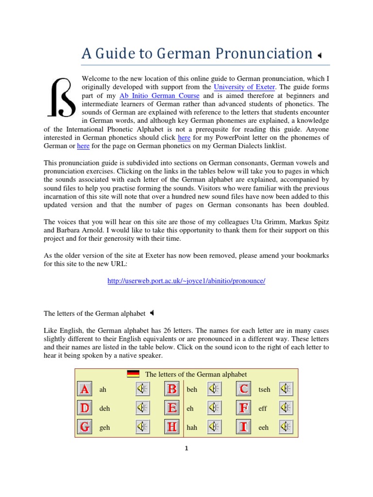 A Guide To German Pronunciation | PDF | German Language | Consonant