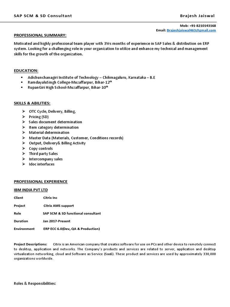 Brajesh Resume | PDF | Citrix Systems | Software As A Service