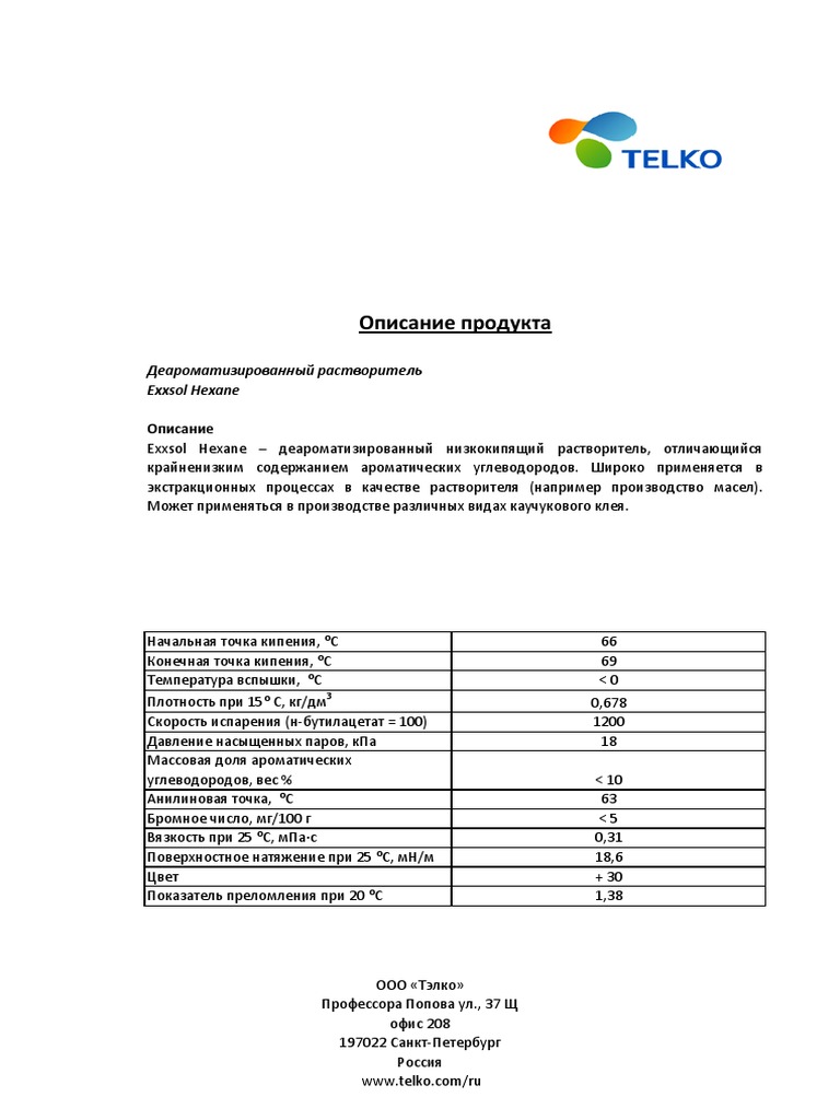 Exxsol Hexane Spec PDF | PDF