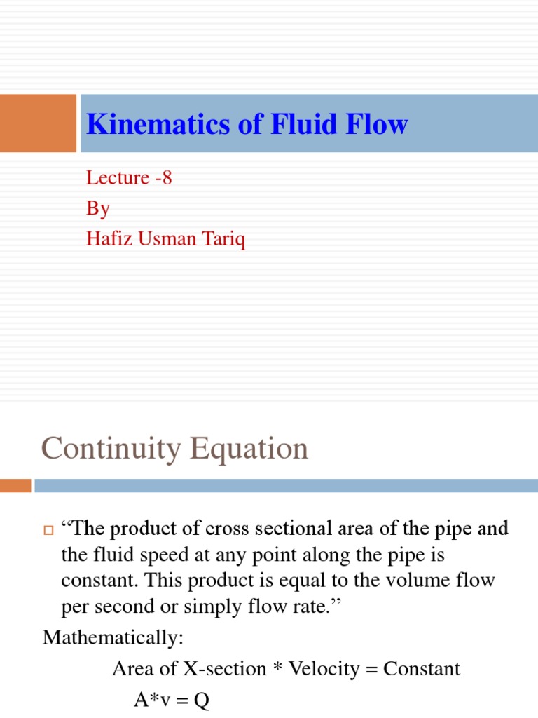 Continuity Equation in Fluid Dynamics | PDF