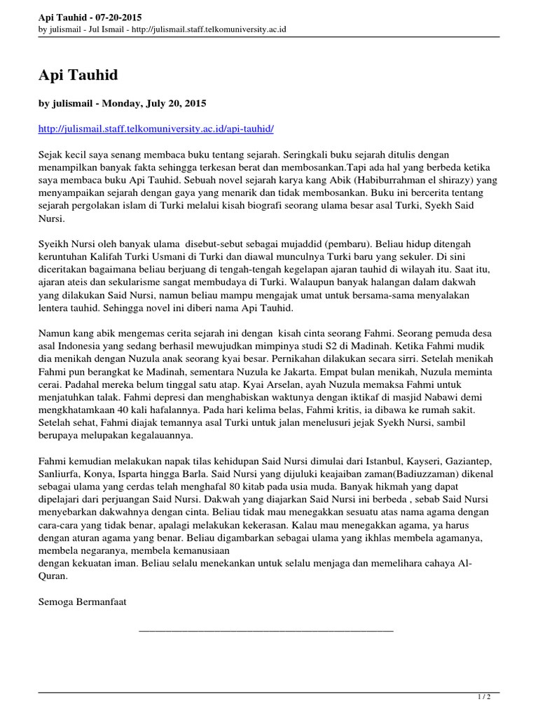 Api Tauhid | PDF