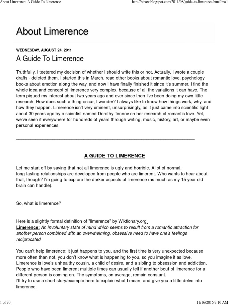 About Limerence A Guide To Limerence | PDF | Dream | Love
