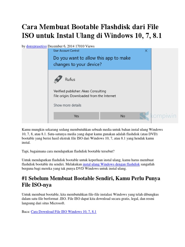 Cara Membuat Flashdisk Bootable Windows 10 | PDF