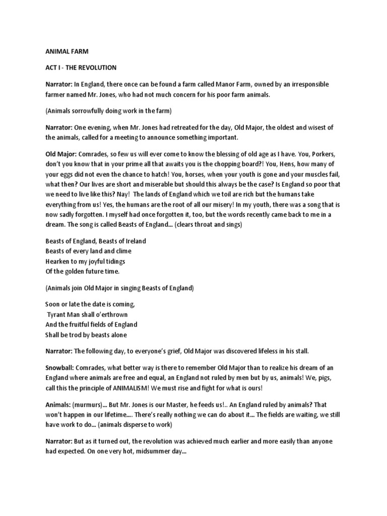 Animal Farm Script Not Final | PDF