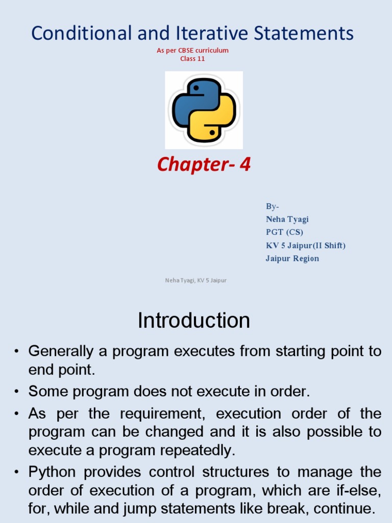 Chapter 8 Conditional and Iterative Statements PDF | PDF | Control Flow | Theoretical Computer ...