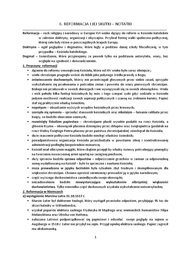 2lo 2cz 1r 6n Reformacja | PDF