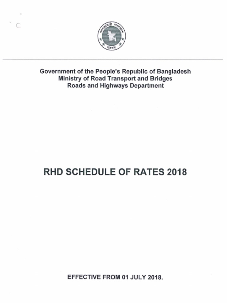 RHD Schedule of Rates 2018 | PDF