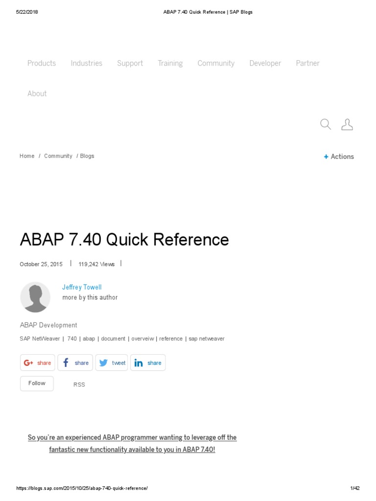 ABAP 7.40 Quick | PDF | String (Computer Science) | Computer Programming