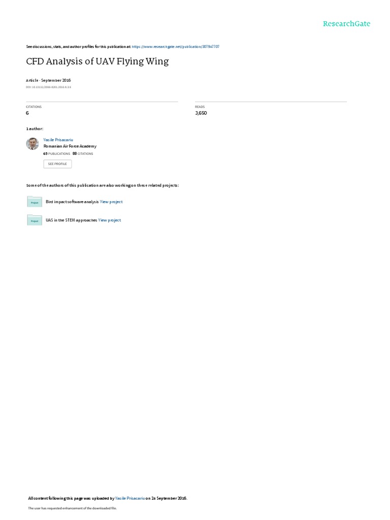 CFD Analysis of UAV Flying Wing | PDF | Computational Fluid Dynamics ...