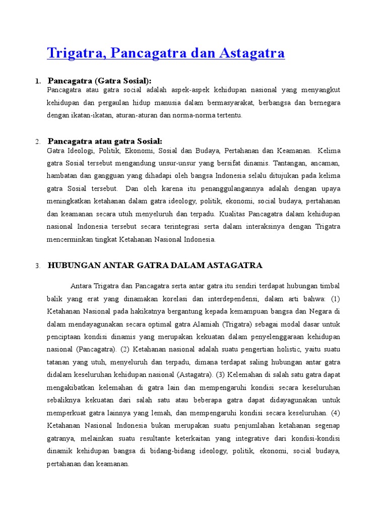 Trigatra, Pancagatra Dan Astagatra | PDF