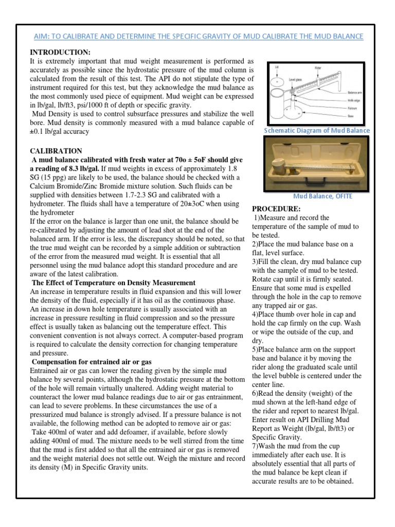 Mud Balance | PDF | Density | Calibration