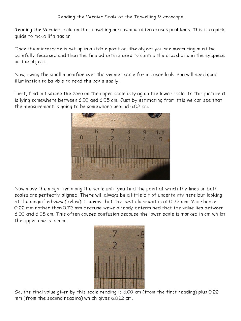 Reading Vernier Scale on Microscope | PDF | Home & Garden | Technology ...