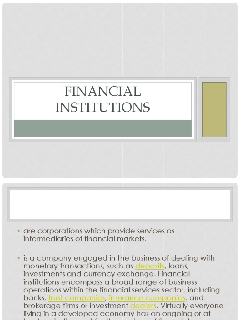 Types of Financial Institutions Explained | PDF | Non Bank Financial ...