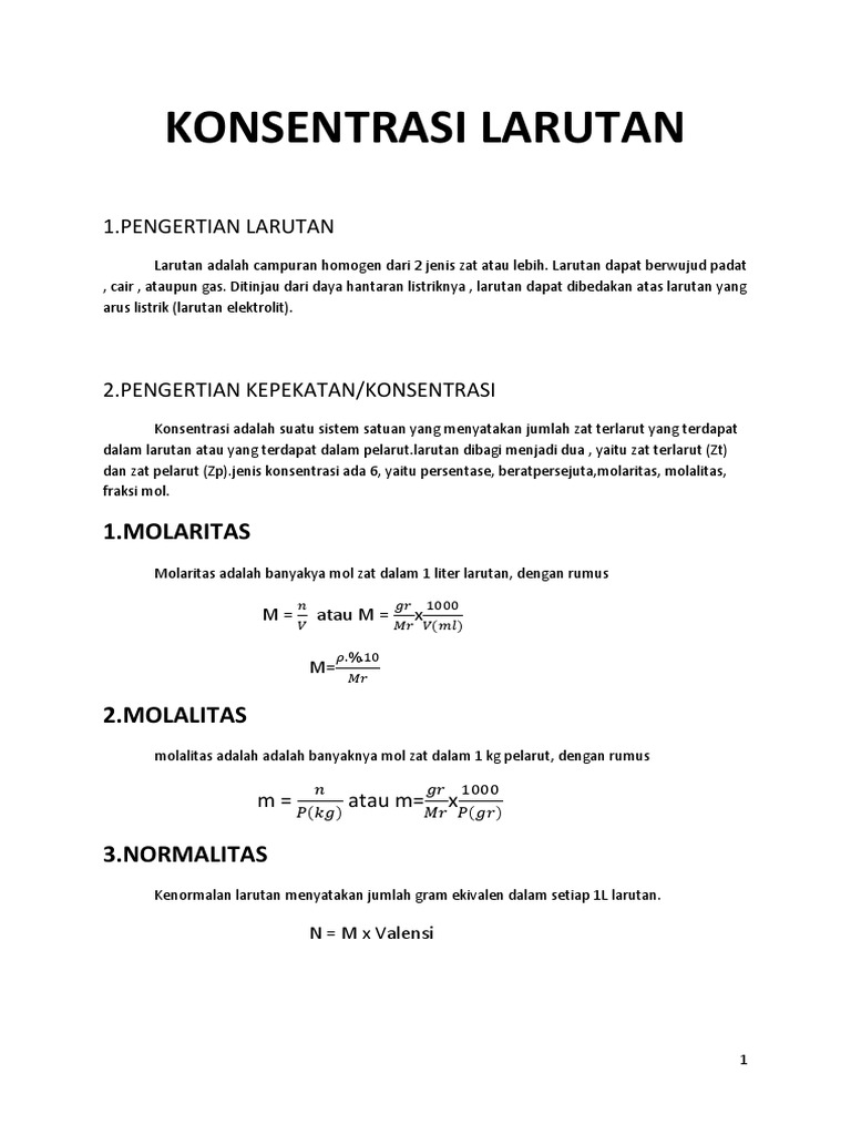 Konsentrasi Larutan | PDF