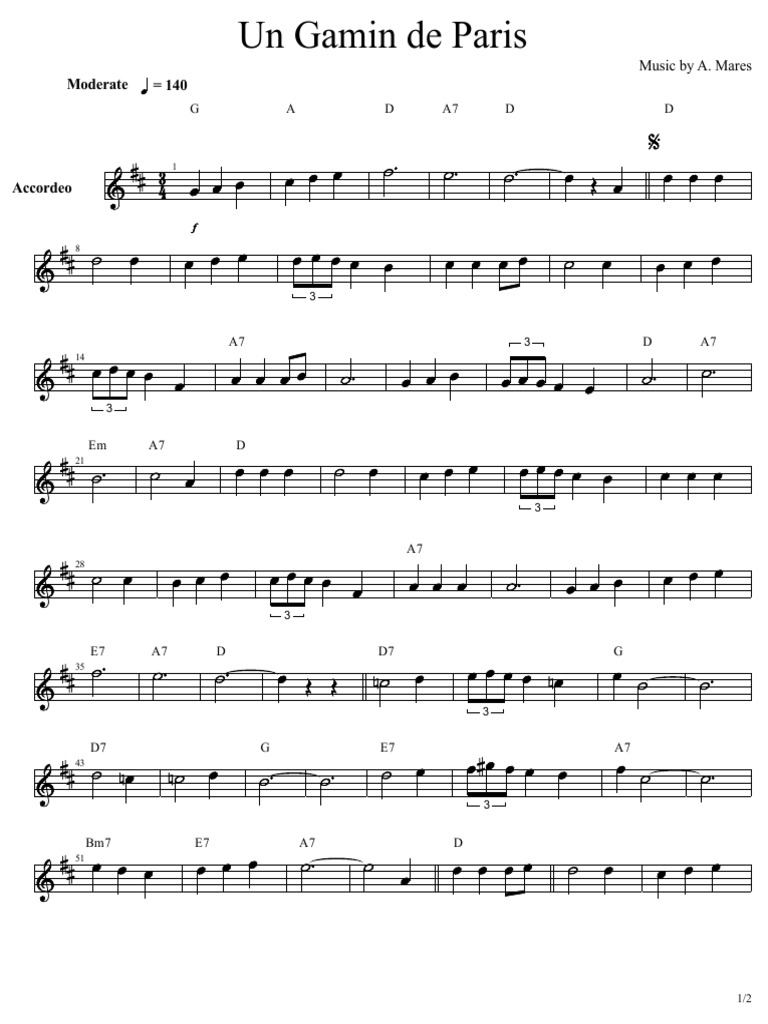 Partitura de "Un Gamin de Paris" | PDF