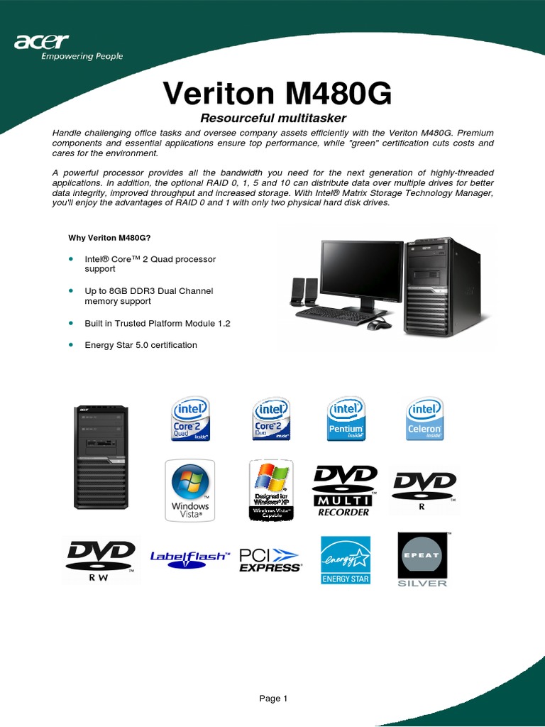 Veriton M480G | Download Free PDF | Personal Computers | Personal Computing