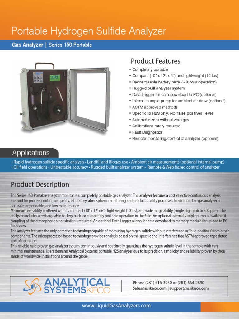 150 Portable H2S Analyzer PDF | PDF | Parts Per Notation | Personal ...