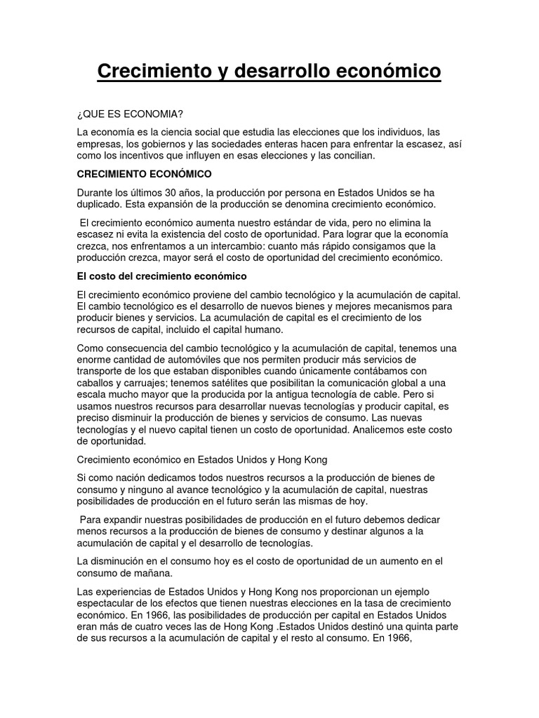 Crecimiento y Desarrollo Económico | PDF | Crecimiento económico | Producto Interno Bruto