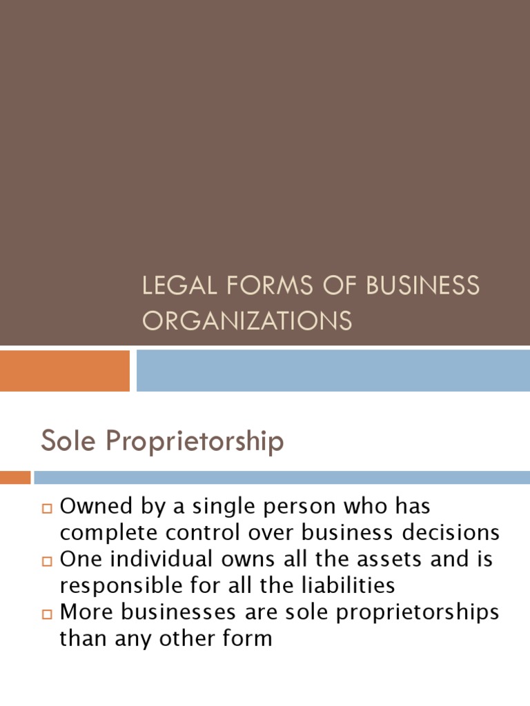 Legal Forms of Business Organizations | PDF | Partnership | Sole ...