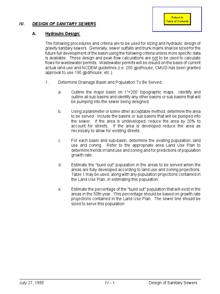 Sanitary Sewer Design Guidelines | PDF | Sanitary Sewer | Easement