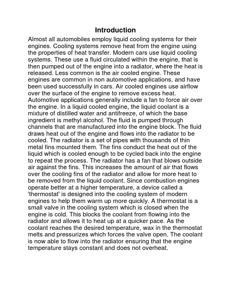 Cooling System Report (Automotive Tech.) | PDF | Radiator | Thermostat
