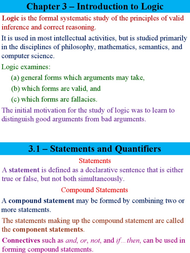 Ge MMW, Logic, Chapter 3 | PDF | Logical Consequence | Semantics
