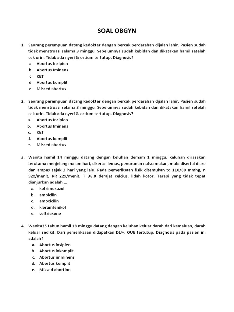 Latihan Soal UKMPPD Obgyn | PDF