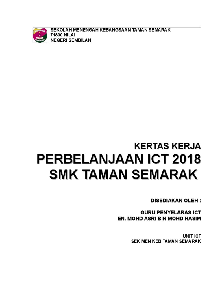 Cadangan Kertas KERJA ICT 2018 SEKOLAH | PDF