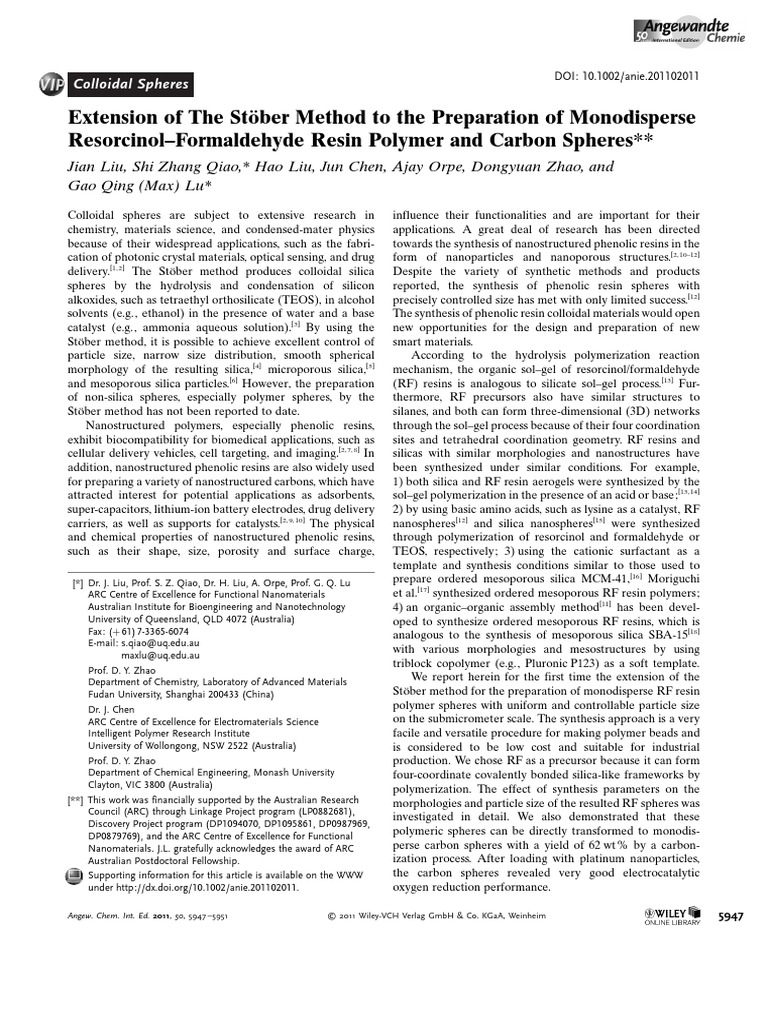 Extension of The Stöber Method To The Preparation of Monodisperse ...