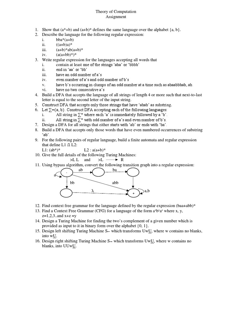 Toc Assignment Download Free Pdf String Computer Science Theory Of Computation