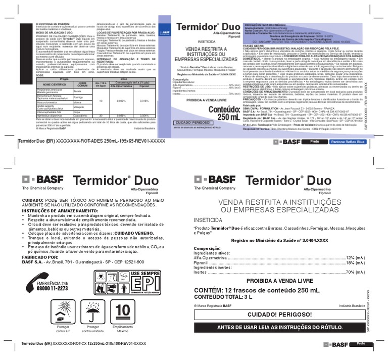 Etiqueta Termidor Duo | PDF | Inseticida | Embalagem e rotulagem