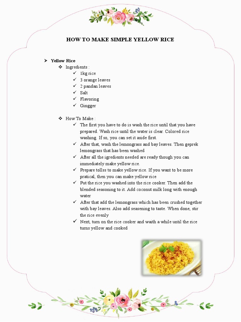 Procedure Text | PDF | Rice | Cuisine