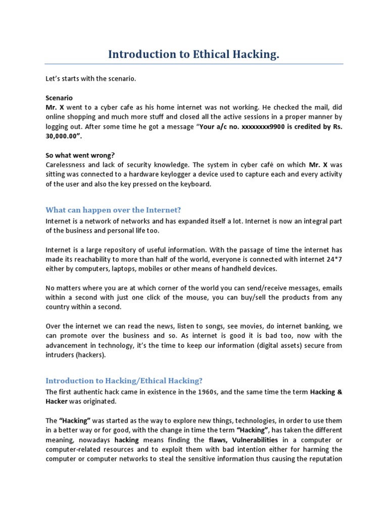 Introduction To Ethical Hacking | PDF | Security Hacker | Malware