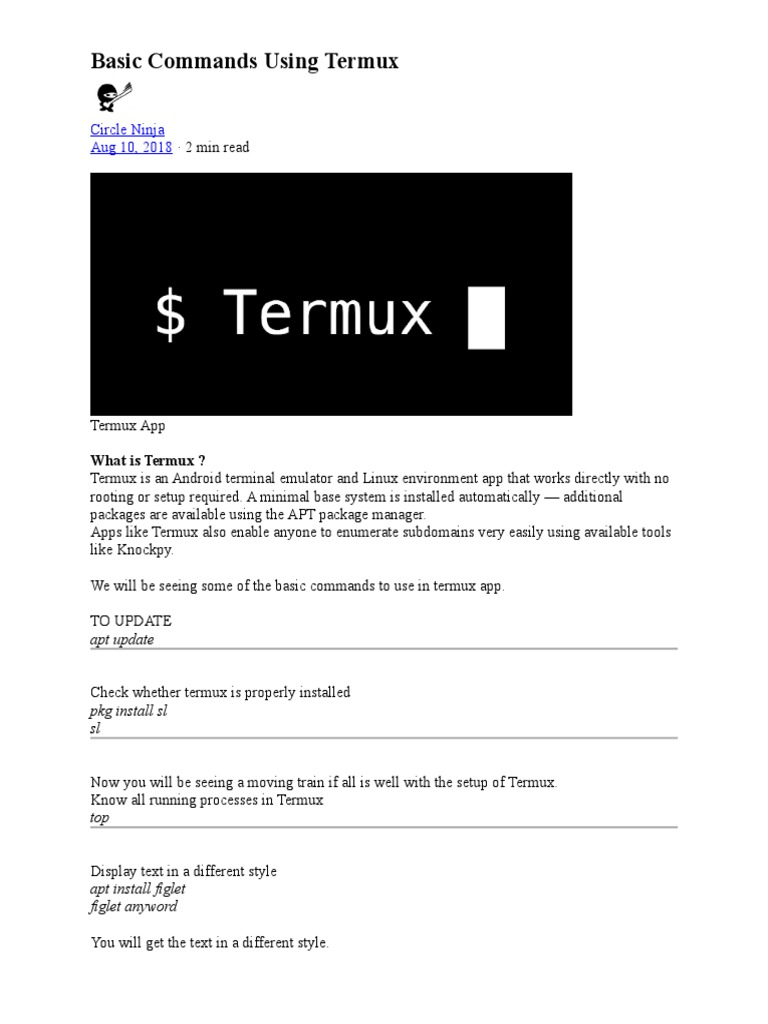 Basic Commands Using Termux | PDF