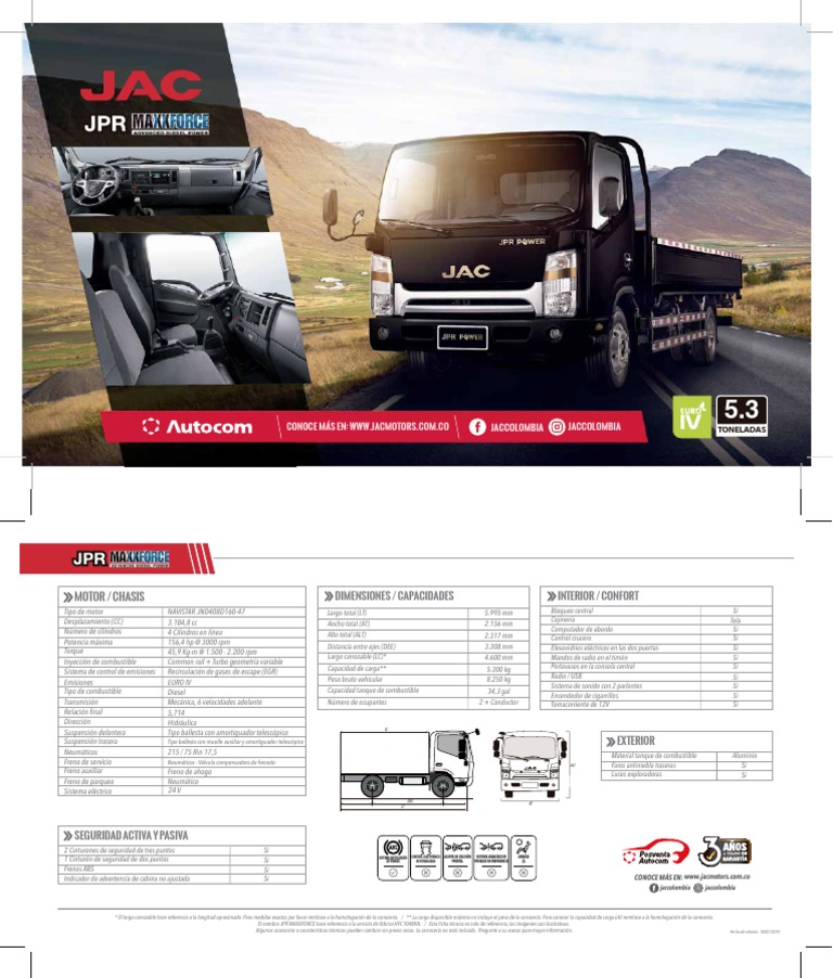 Ficha Técnica JAC JPR MAXXFORCE 5.3T | PDF | Sistema de freno antibloqueo | Vehículos con ...
