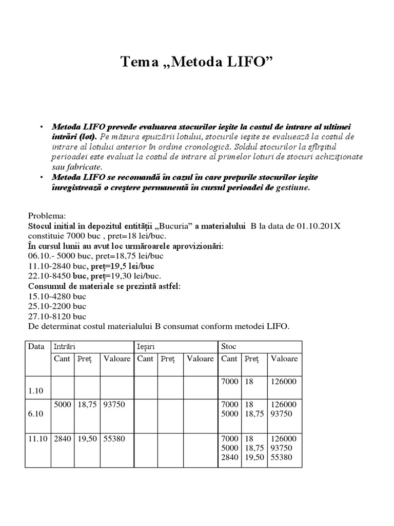 Metoda LIFO | PDF