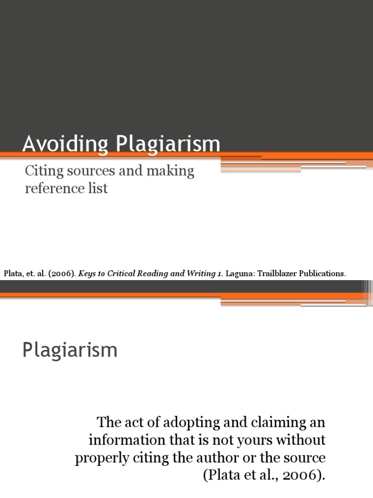Citing Sources and Avoiding Plagiarism | PDF | Citation | Apa Style