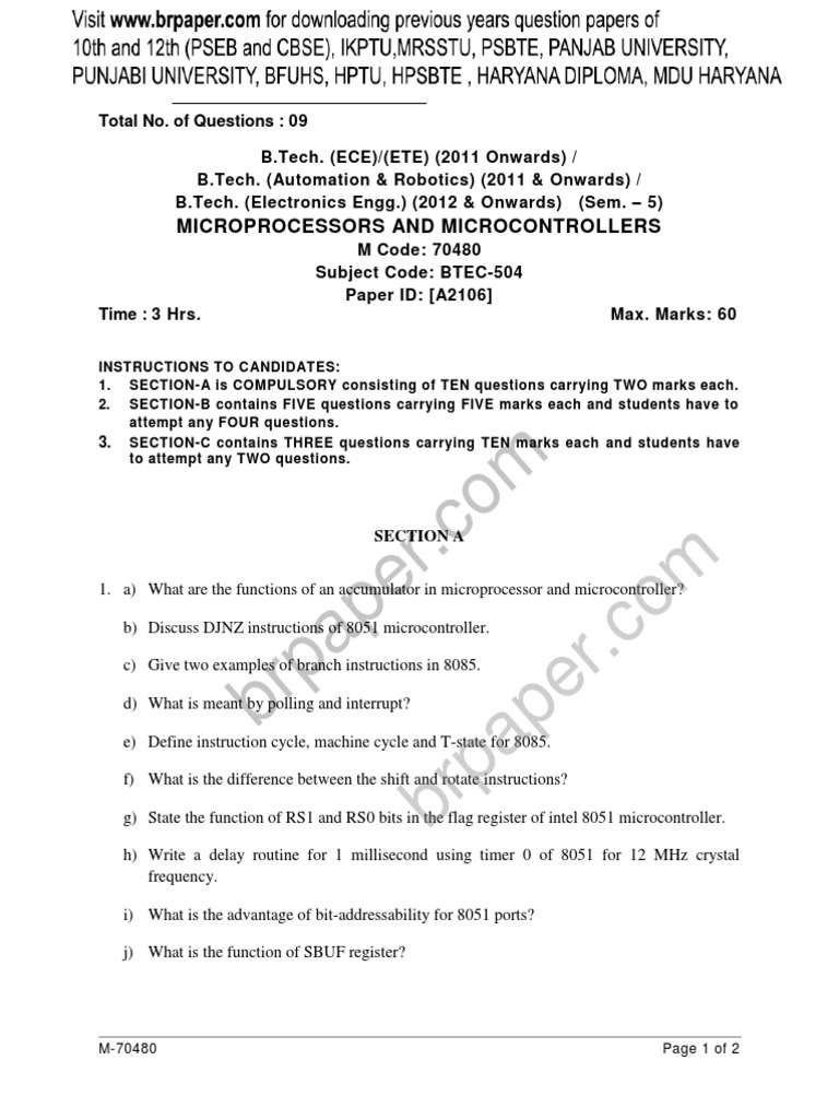 MPMC (5th) May2018 PDF | PDF | Microcontroller | Central Processing Unit