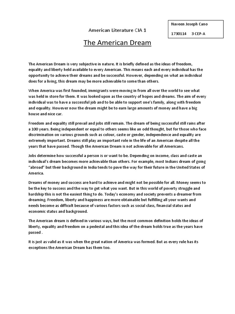 The American Dream | PDF | American Dream | Social Equality