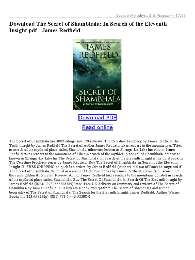 The Secret of Shambhala in Search of The Eleventh Insight | PDF