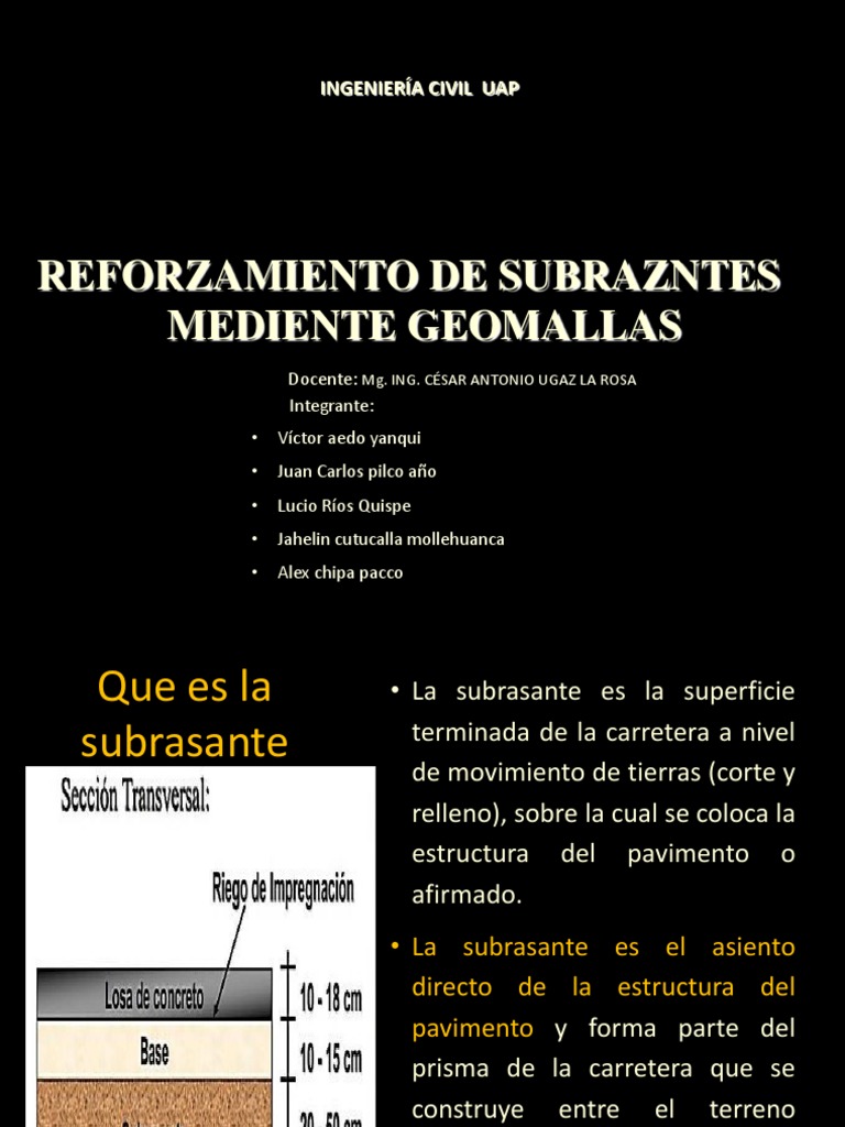 Uap-Mejoramiento de Subrasante Mediante Geomalla PDF | PDF | Fundación ...