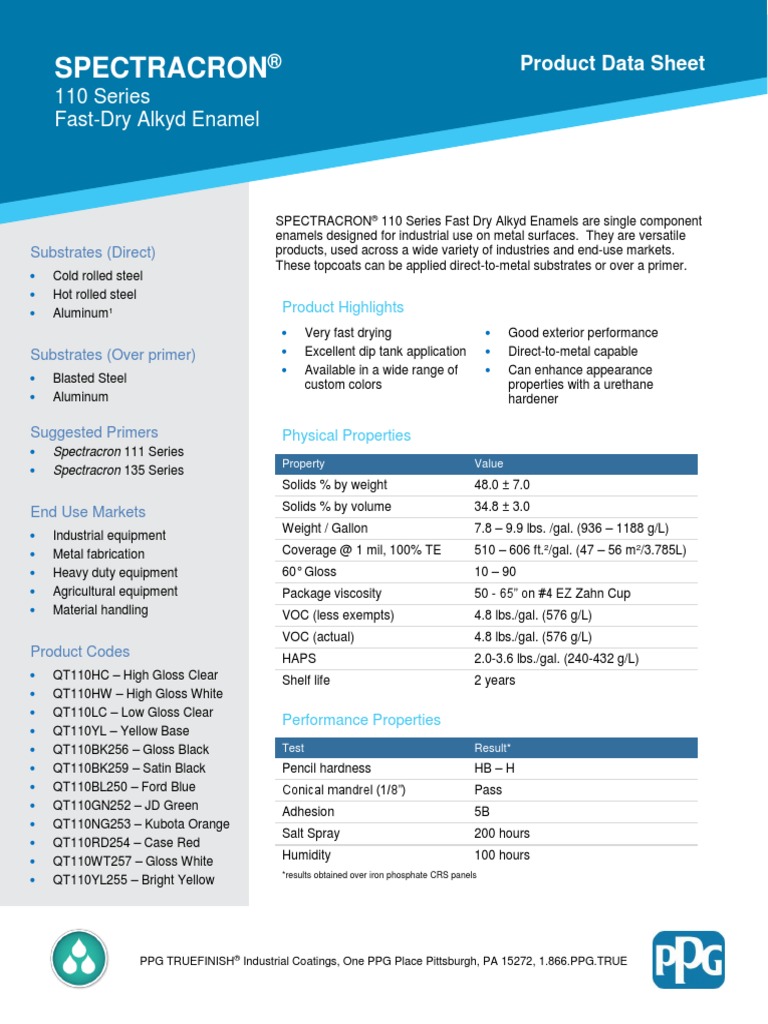 Spectracron 110 FD Alkyd Enamel PDF | PDF | Paint | Materials