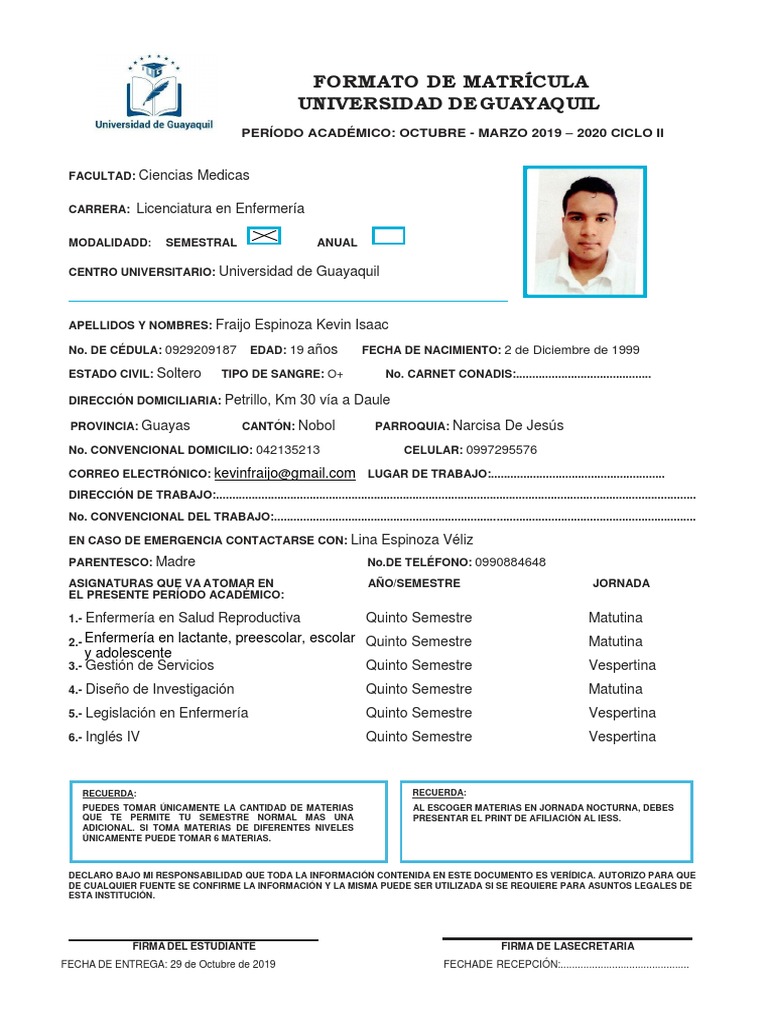 FORMATO-MATRICULA Actualizado | PDF | Estudiantes | Educación avanzada