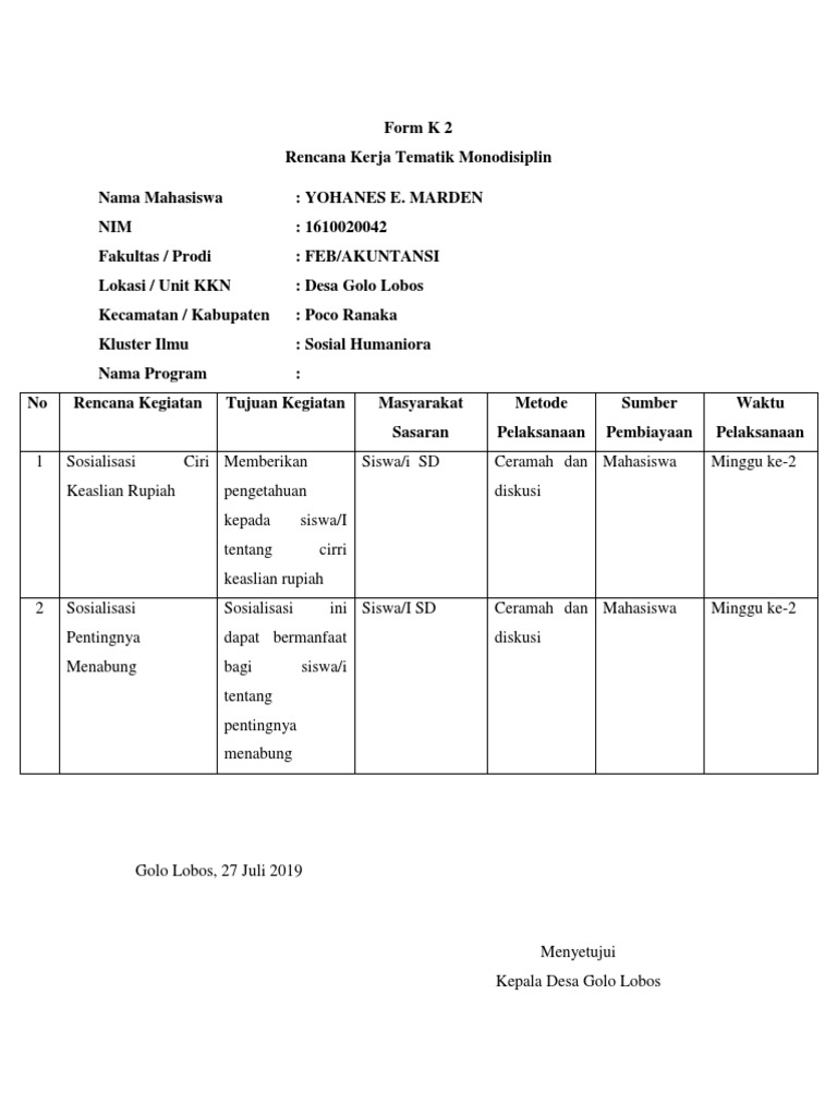Form K 2 KEVIN | PDF
