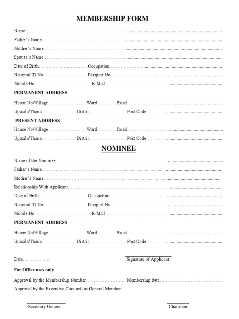 Membership Form | PDF | Bangladesh