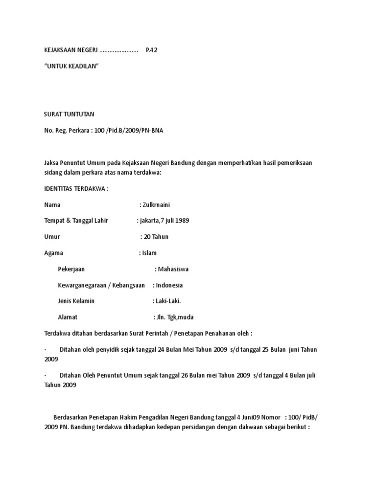 Contoh Surat Tuntutan | PDF