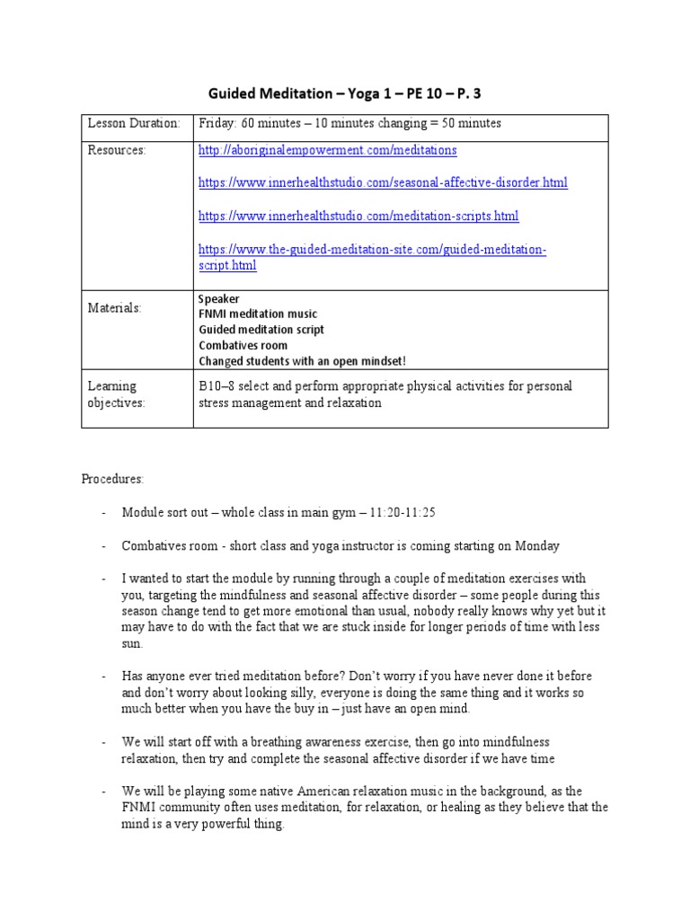 Meditation Script | PDF | Breathing | Relaxation (Psychology)