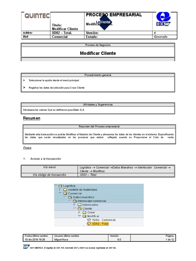 BPP SD XD02 Modificar Cliente | PDF | Sap Se | Informática