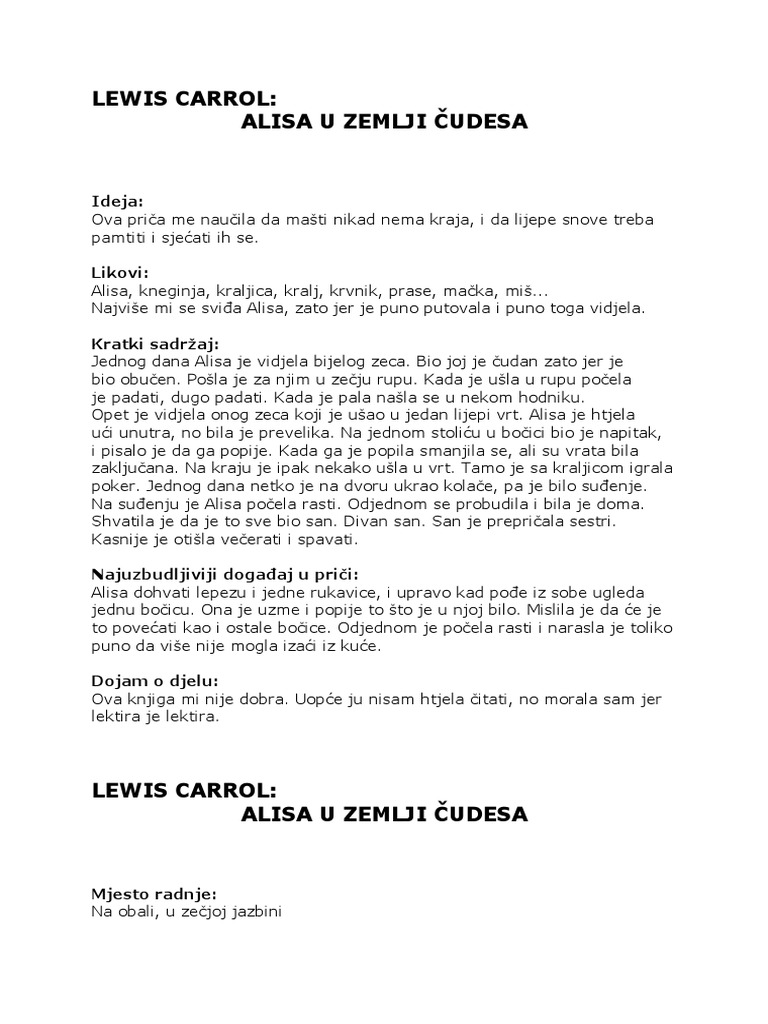 Alisa U Zemlji Cudesa PREPRICANO | PDF