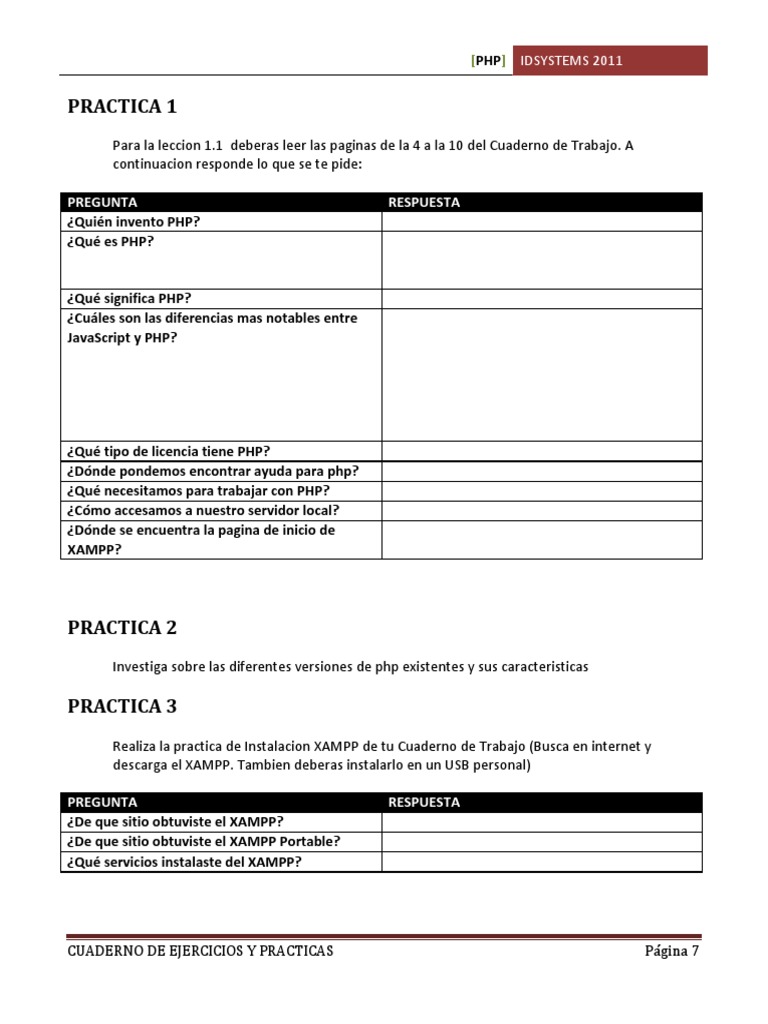 Cuaderno de Ejercicios y Practicas PHP | PDF | Php | Servidor web